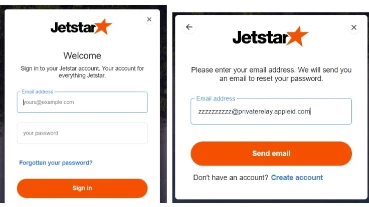 My Account email sign in | Jetstar